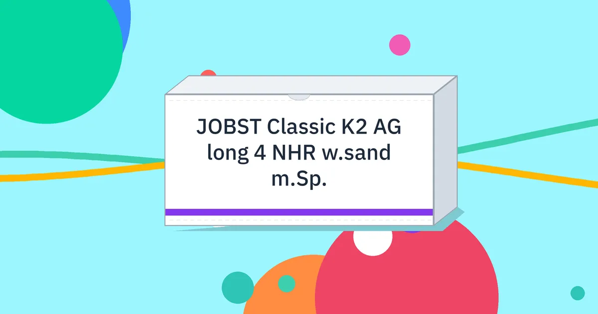 Symbolbild: Packung mit der Aufschrift JOBST Classic K2 AG long 4 NHR w.sand m.Sp. (PZN 10727068) – Verfügbarkeit und Bezug in Apotheken in Frankfurt am Main