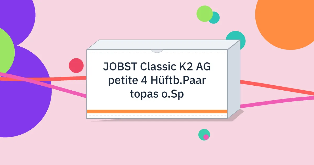 Symbolbild: Packung mit der Aufschrift JOBST Classic K2 AG petite 4 Hüftb.Paar topas o.Sp (PZN 13065308) – Verfügbarkeit und Bezug in Apotheken in Frankfurt am Main