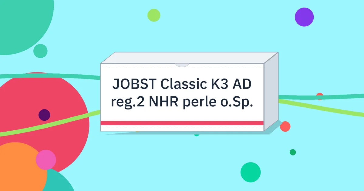Symbolbild: Packung mit der Aufschrift JOBST Classic K3 AD reg.2 NHR perle o.Sp. (PZN 13071125) – Verfügbarkeit und Bezug in Apotheken in Frankfurt am Main