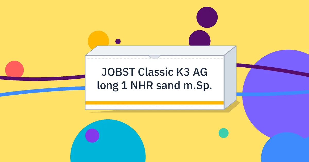 Symbolbild: Packung mit der Aufschrift JOBST Classic K3 AG long 1 NHR sand m.Sp. (PZN 13071651) – Verfügbarkeit und Bezug in Apotheken in Frankfurt am Main