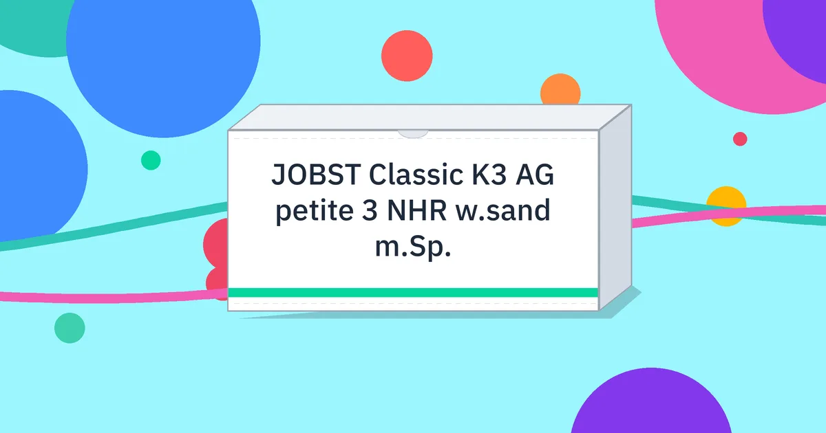 Symbolbild: Packung mit der Aufschrift JOBST Classic K3 AG petite 3 NHR w.sand m.Sp. (PZN 13072768) – Verfügbarkeit und Bezug in Apotheken in Frankfurt am Main