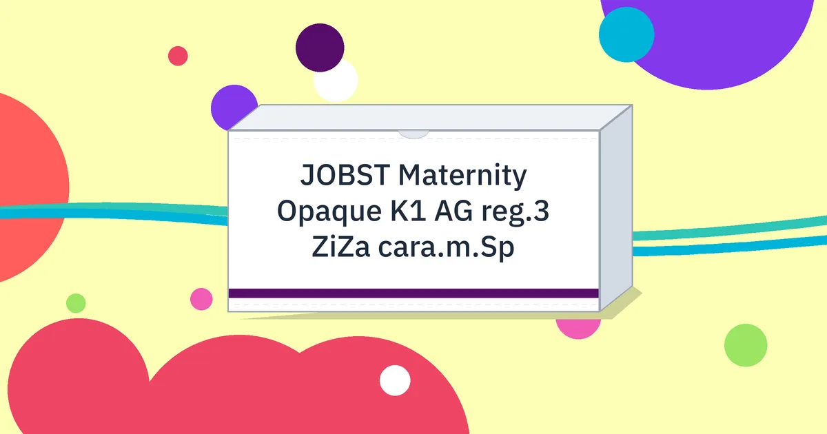 Symbolbild: Packung mit der Aufschrift JOBST Maternity Opaque K1 AG reg.3 ZiZa cara.m.Sp (PZN 15849994) – Verfügbarkeit und Bezug in Apotheken in Frankfurt am Main