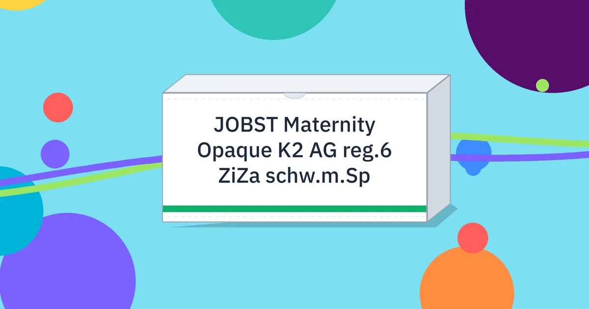 Symbolbild: Packung mit der Aufschrift JOBST Maternity Opaque K2 AG reg.6 ZiZa schw.m.Sp (PZN 15853518) – Verfügbarkeit und Bezug in Apotheken in Frankfurt am Main