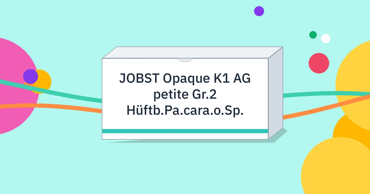 Symbolbild: Packung mit der Aufschrift JOBST Opaque K1 AG petite Gr.2 Hüftb.Pa.cara.o.Sp. (PZN 13098615) – Verfügbarkeit und Bezug in Apotheken in Frankfurt am Main