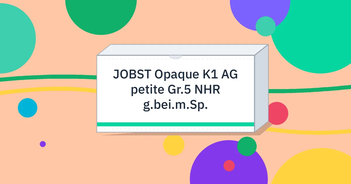 Symbolbild: Packung mit der Aufschrift JOBST Opaque K1 AG petite Gr.5 NHR g.bei.m.Sp. (PZN 16268868) – Verfügbarkeit und Bezug in Apotheken in Frankfurt am Main