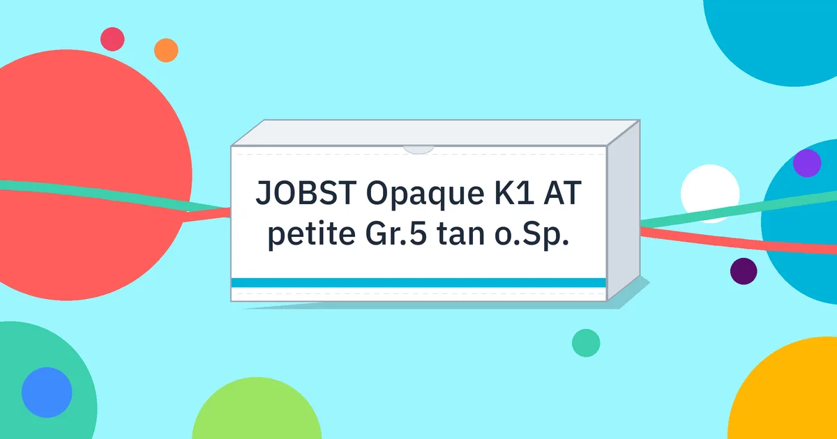 Symbolbild: Packung mit der Aufschrift JOBST Opaque K1 AT petite Gr.5 tan o.Sp. (PZN 16276537) – Verfügbarkeit und Bezug in Apotheken in Frankfurt am Main
