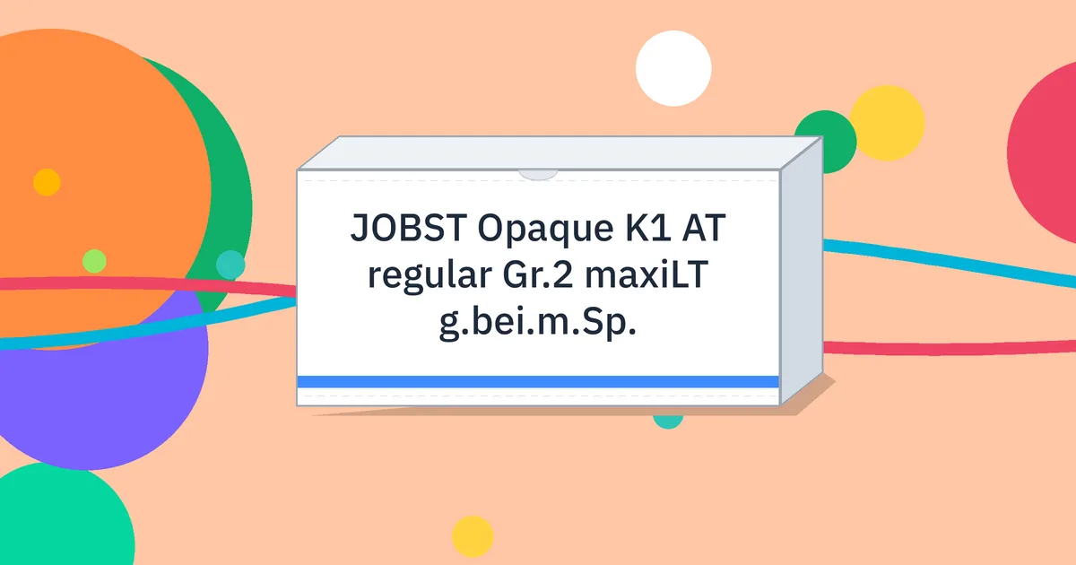 Symbolbild: Packung mit der Aufschrift JOBST Opaque K1 AT regular Gr.2 maxiLT g.bei.m.Sp. (PZN 16274685) – Verfügbarkeit und Bezug in Apotheken in Frankfurt am Main