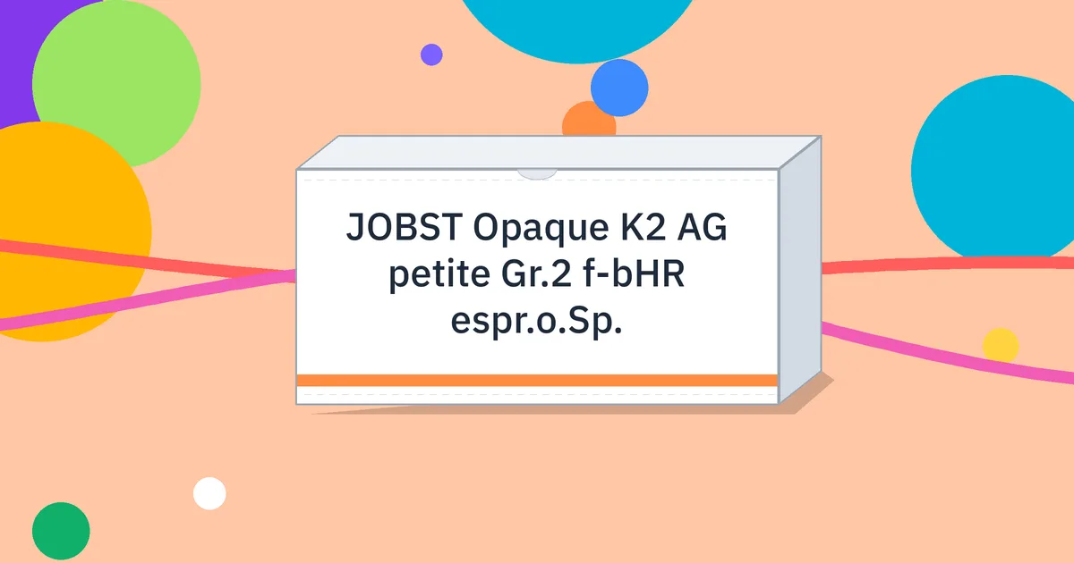Symbolbild: Packung mit der Aufschrift JOBST Opaque K2 AG petite Gr.2 f-bHR espr.o.Sp. (PZN 16285312) – Verfügbarkeit und Bezug in Apotheken in Frankfurt am Main