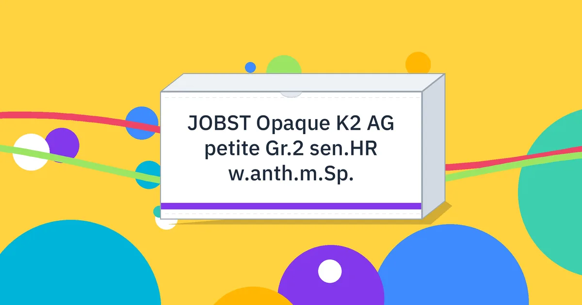 Symbolbild: Packung mit der Aufschrift JOBST Opaque K2 AG petite Gr.2 sen.HR w.anth.m.Sp. (PZN 16283394) – Verfügbarkeit und Bezug in Apotheken in Frankfurt am Main