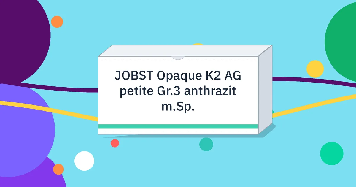 Symbolbild: Packung mit der Aufschrift JOBST Opaque K2 AG petite Gr.3 anthrazit m.Sp. (PZN 16286381) – Verfügbarkeit und Bezug in Apotheken in Frankfurt am Main