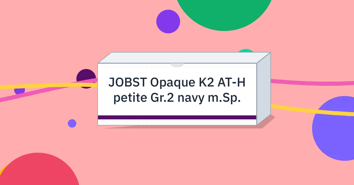 Symbolbild: Packung mit der Aufschrift JOBST Opaque K2 AT-H petite Gr.2 navy m.Sp. (PZN 13117985) – Verfügbarkeit und Bezug in Apotheken in Frankfurt am Main