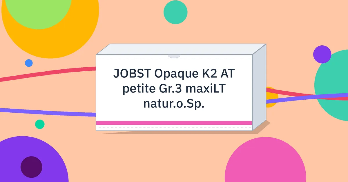 Symbolbild: Packung mit der Aufschrift JOBST Opaque K2 AT petite Gr.3 maxiLT natur.o.Sp. (PZN 13119228) – Verfügbarkeit und Bezug in Apotheken in Frankfurt am Main
