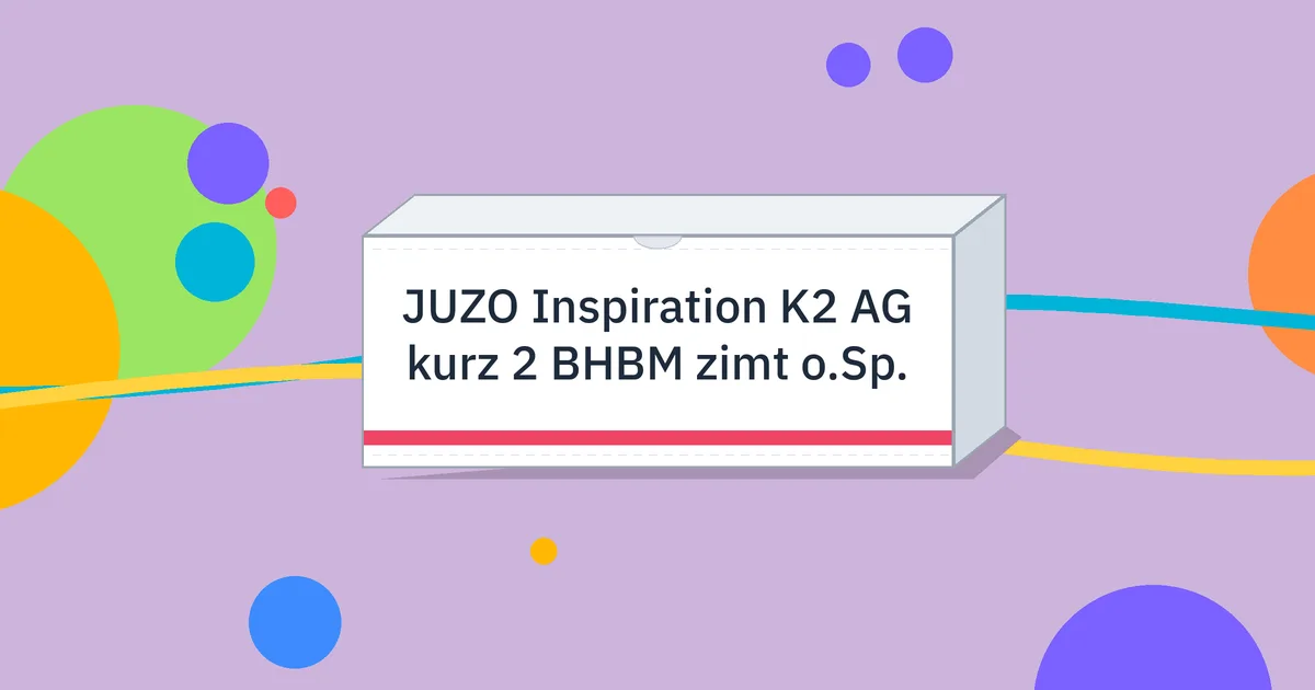 Symbolbild: Packung mit der Aufschrift JUZO Inspiration K2 AG kurz 2 BHBM zimt o.Sp. (PZN 14877221) – Verfügbarkeit und Bezug in Apotheken in Frankfurt am Main