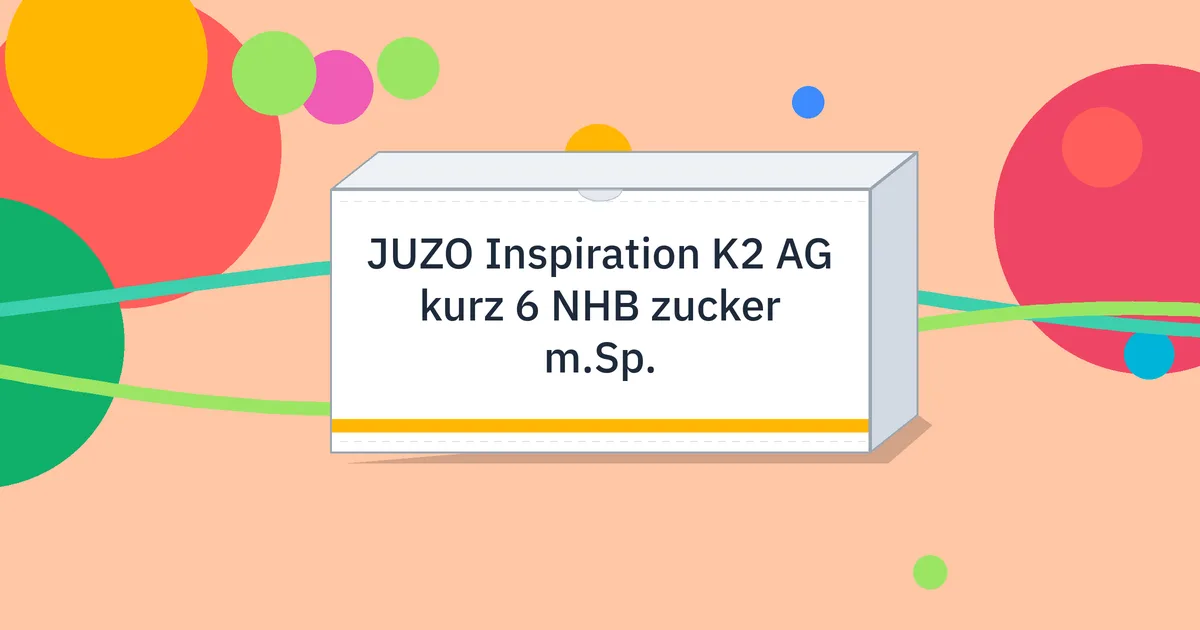 Symbolbild: Packung mit der Aufschrift JUZO Inspiration K2 AG kurz 6 NHB zucker m.Sp. (PZN 14950857) – Verfügbarkeit und Bezug in Apotheken in Frankfurt am Main