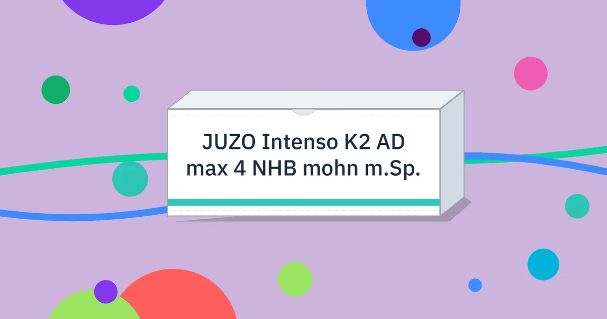Symbolbild: Packung mit der Aufschrift JUZO Intenso K2 AD max 4 NHB mohn m.Sp. (PZN 18612979) – Verfügbarkeit und Bezug in Apotheken in Frankfurt am Main