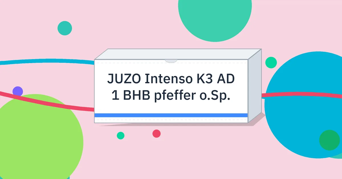 Symbolbild: Packung mit der Aufschrift JUZO Intenso K3 AD 1 BHB pfeffer o.Sp. (PZN 18644815) – Verfügbarkeit und Bezug in Apotheken in Frankfurt am Main