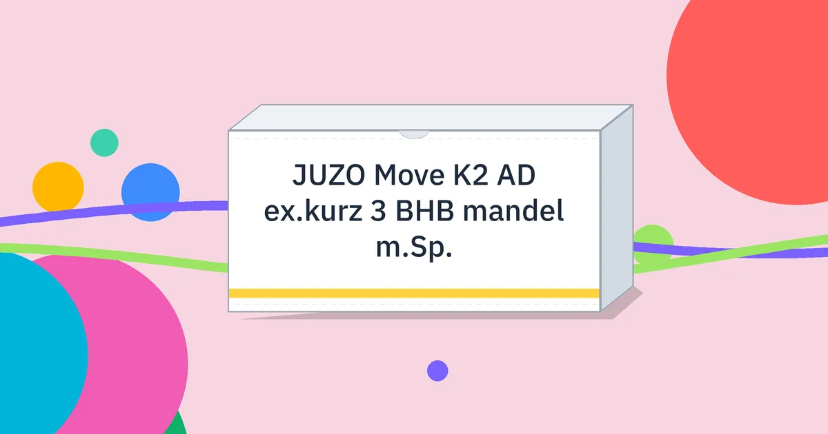 Symbolbild: Packung mit der Aufschrift JUZO Move K2 AD ex.kurz 3 BHB mandel m.Sp. (PZN 16340643) – Verfügbarkeit und Bezug in Apotheken in Frankfurt am Main