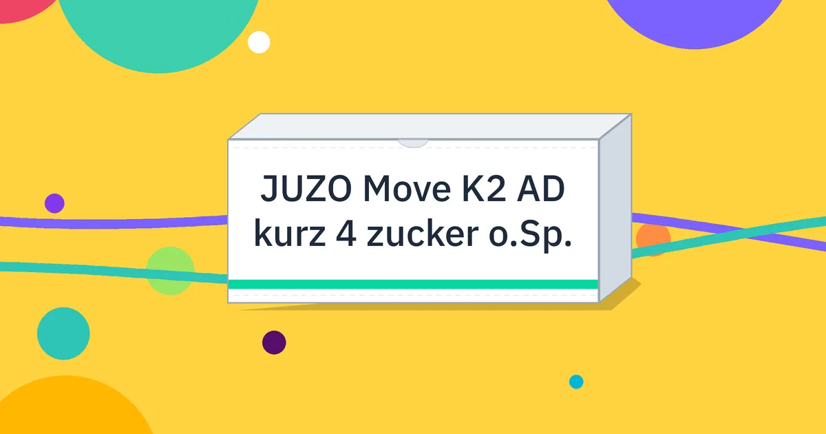 Symbolbild: Packung mit der Aufschrift JUZO Move K2 AD kurz 4 zucker o.Sp. (PZN 18509112) – Verfügbarkeit und Bezug in Apotheken in Frankfurt am Main