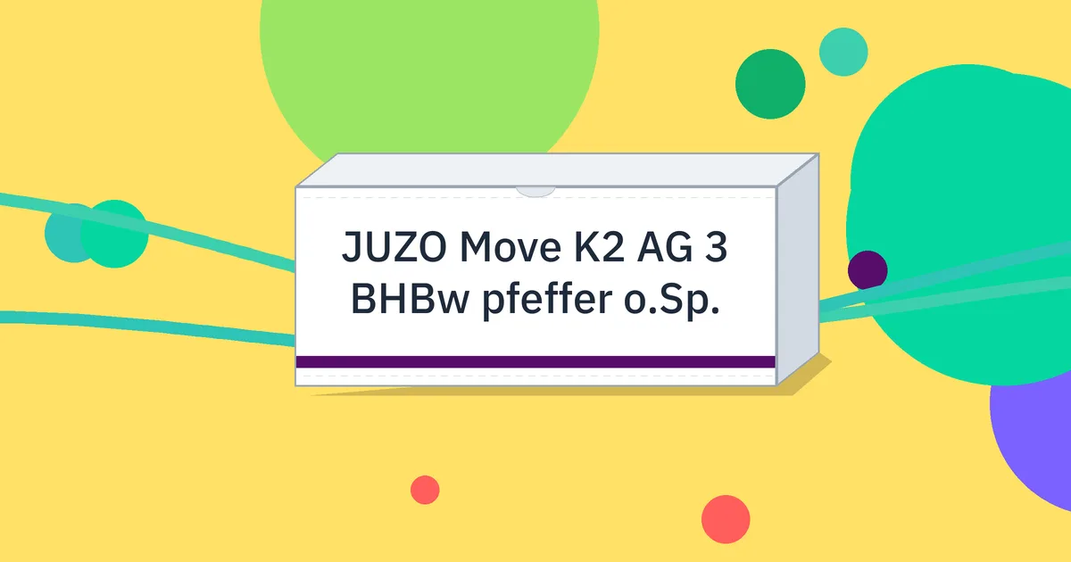 Symbolbild: Packung mit der Aufschrift JUZO Move K2 AG 3 BHBw pfeffer o.Sp. (PZN 16646282) – Verfügbarkeit und Bezug in Apotheken in Frankfurt am Main