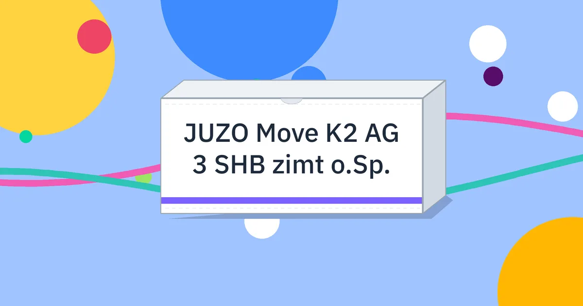 Symbolbild: Packung mit der Aufschrift JUZO Move K2 AG 3 SHB zimt o.Sp. (PZN 18525944) – Verfügbarkeit und Bezug in Apotheken in Frankfurt am Main