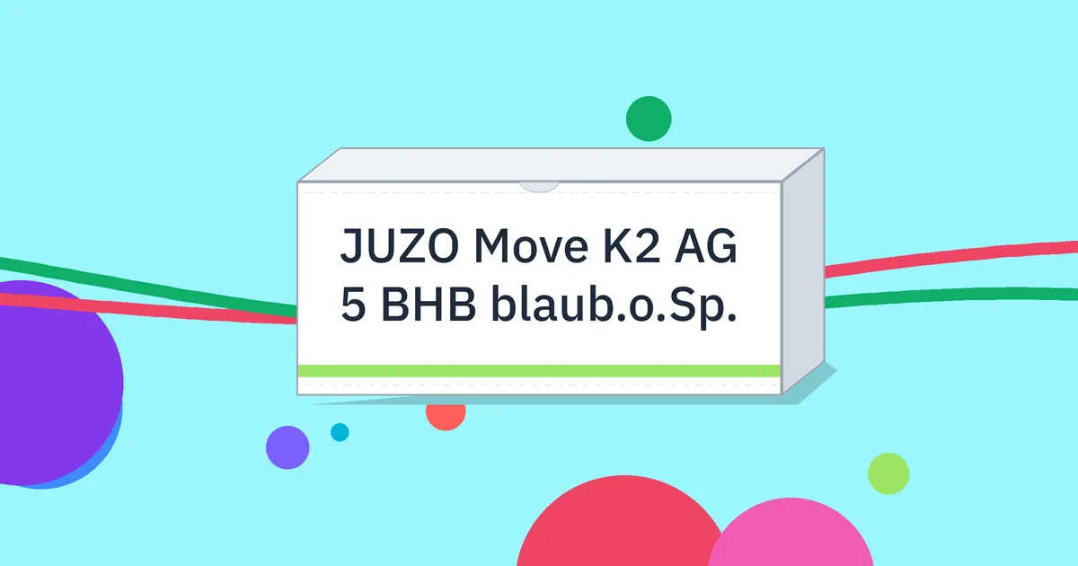 Symbolbild: Packung mit der Aufschrift JUZO Move K2 AG 5 BHB blaub.o.Sp. (PZN 18557772) – Verfügbarkeit und Bezug in Apotheken in Frankfurt am Main