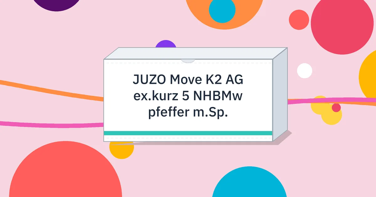 Symbolbild: Packung mit der Aufschrift JUZO Move K2 AG ex.kurz 5 NHBMw pfeffer m.Sp. (PZN 16644372) – Verfügbarkeit und Bezug in Apotheken in Frankfurt am Main