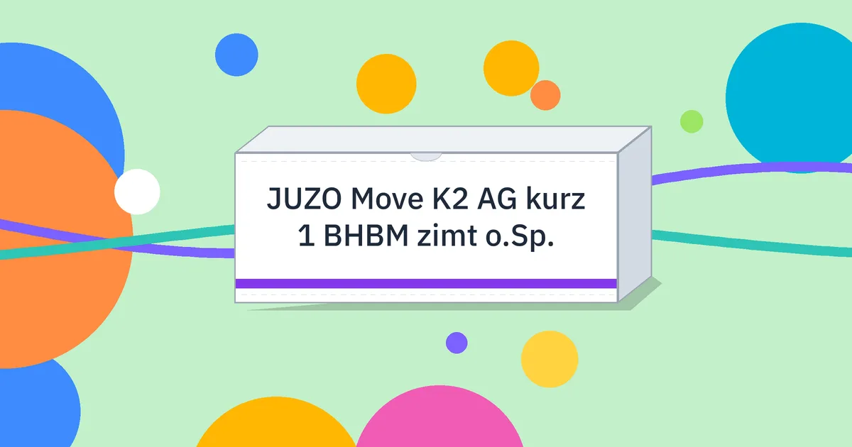 Symbolbild: Packung mit der Aufschrift JUZO Move K2 AG kurz 1 BHBM zimt o.Sp. (PZN 18530514) – Verfügbarkeit und Bezug in Apotheken in Frankfurt am Main