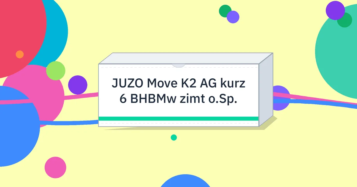 Symbolbild: Packung mit der Aufschrift JUZO Move K2 AG kurz 6 BHBMw zimt o.Sp. (PZN 18530804) – Verfügbarkeit und Bezug in Apotheken in Frankfurt am Main