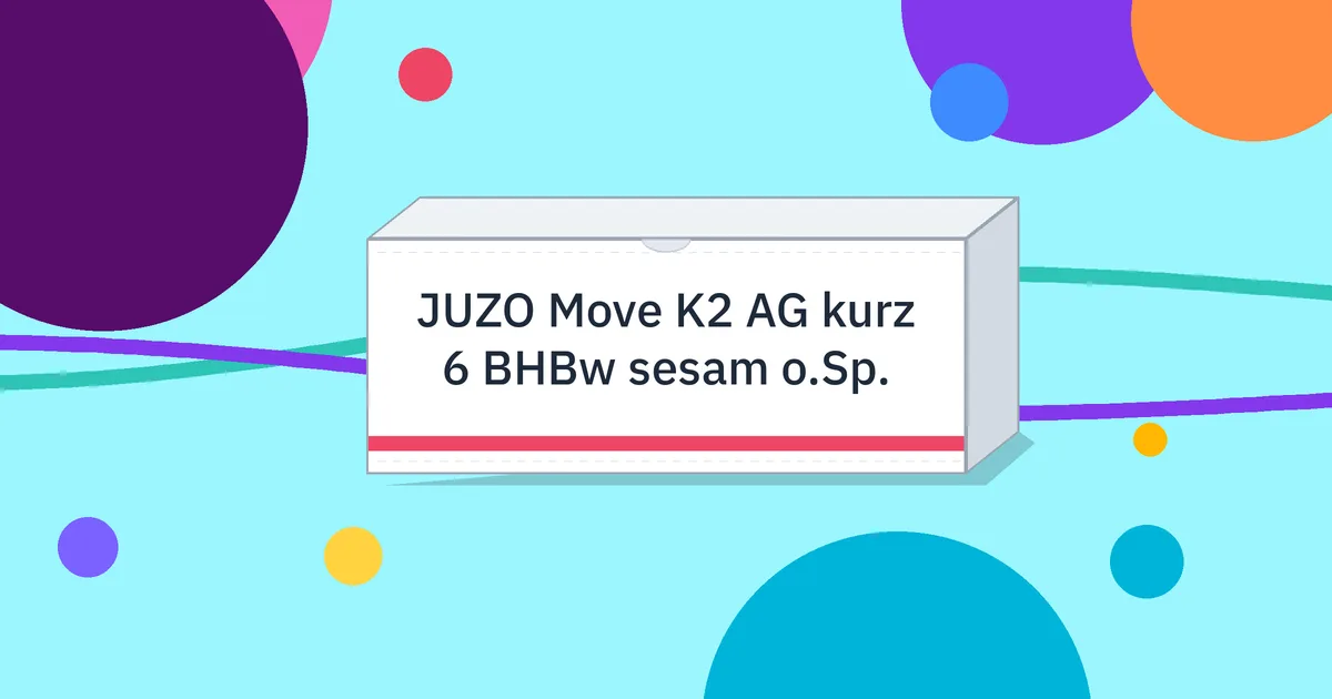 Symbolbild: Packung mit der Aufschrift JUZO Move K2 AG kurz 6 BHBw sesam o.Sp. (PZN 18530425) – Verfügbarkeit und Bezug in Apotheken in Frankfurt am Main