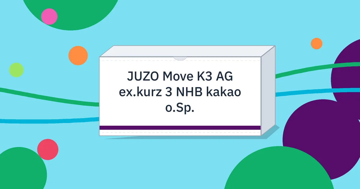 Symbolbild: Packung mit der Aufschrift JUZO Move K3 AG ex.kurz 3 NHB kakao o.Sp. (PZN 18597079) – Verfügbarkeit und Bezug in Apotheken in Frankfurt am Main