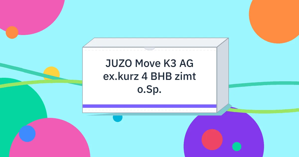 Symbolbild: Packung mit der Aufschrift JUZO Move K3 AG ex.kurz 4 BHB zimt o.Sp. (PZN 18585550) – Verfügbarkeit und Bezug in Apotheken in Frankfurt am Main