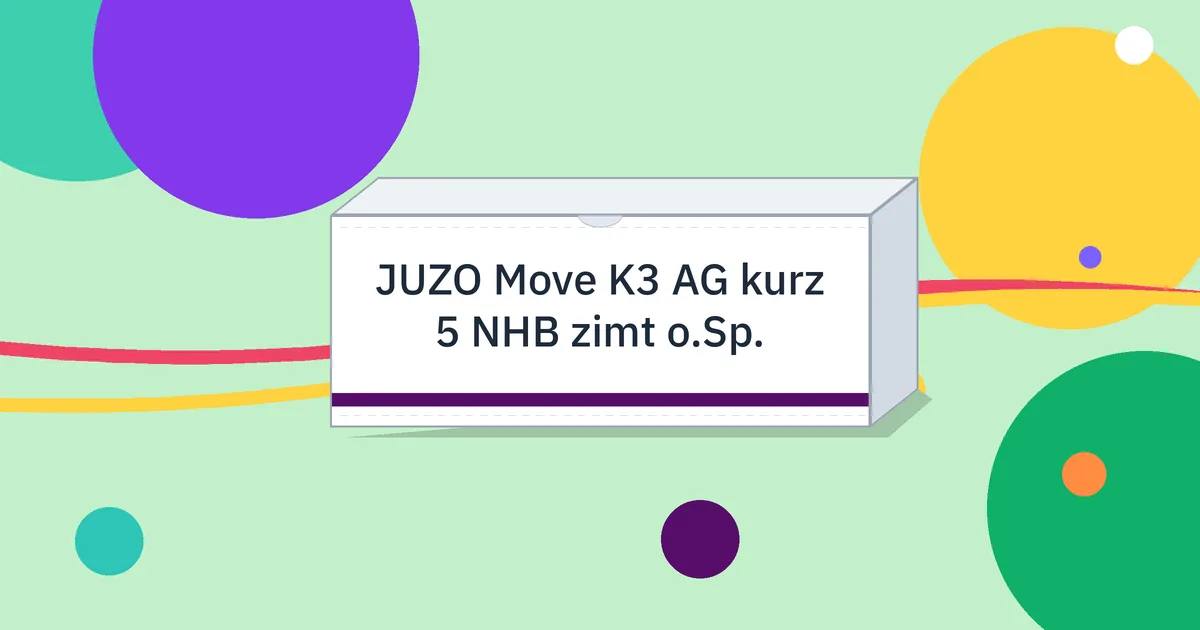 Symbolbild: Packung mit der Aufschrift JUZO Move K3 AG kurz 5 NHB zimt o.Sp. (PZN 18581144) – Verfügbarkeit und Bezug in Apotheken in Frankfurt am Main