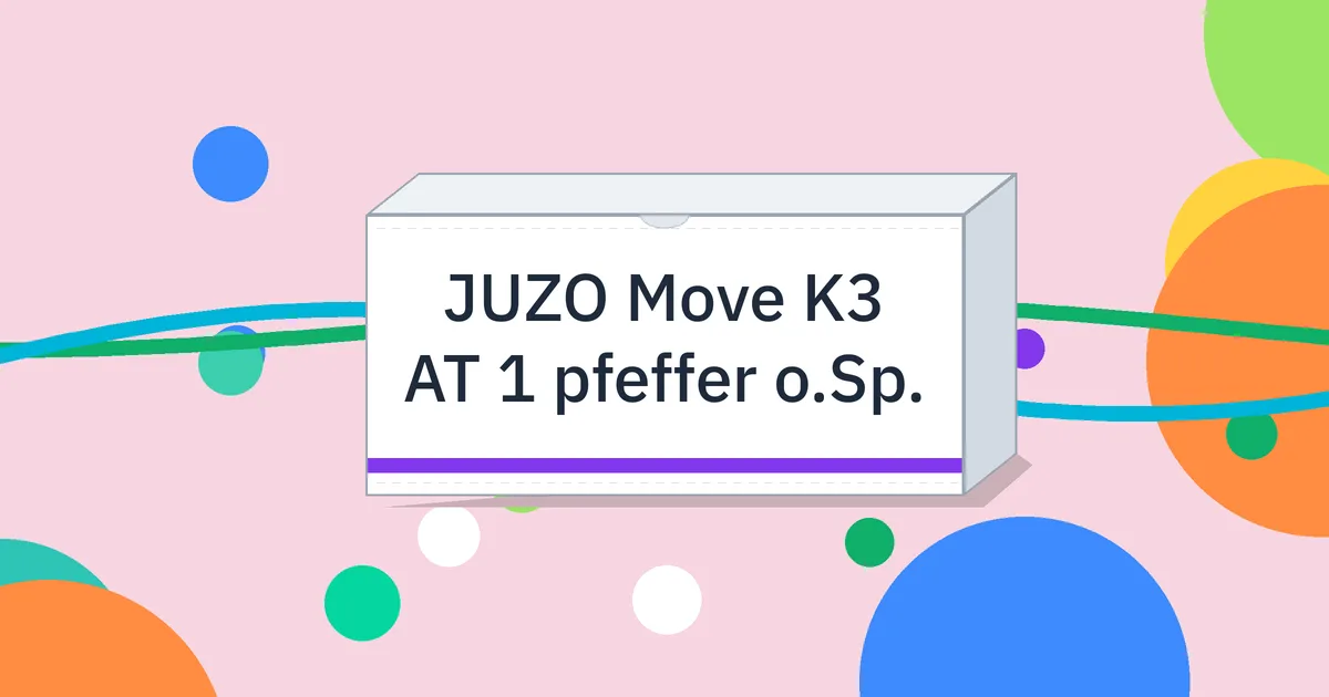 Symbolbild: Packung mit der Aufschrift JUZO Move K3 AT 1 pfeffer o.Sp. (PZN 20678276) – Verfügbarkeit und Bezug in Apotheken in Frankfurt am Main