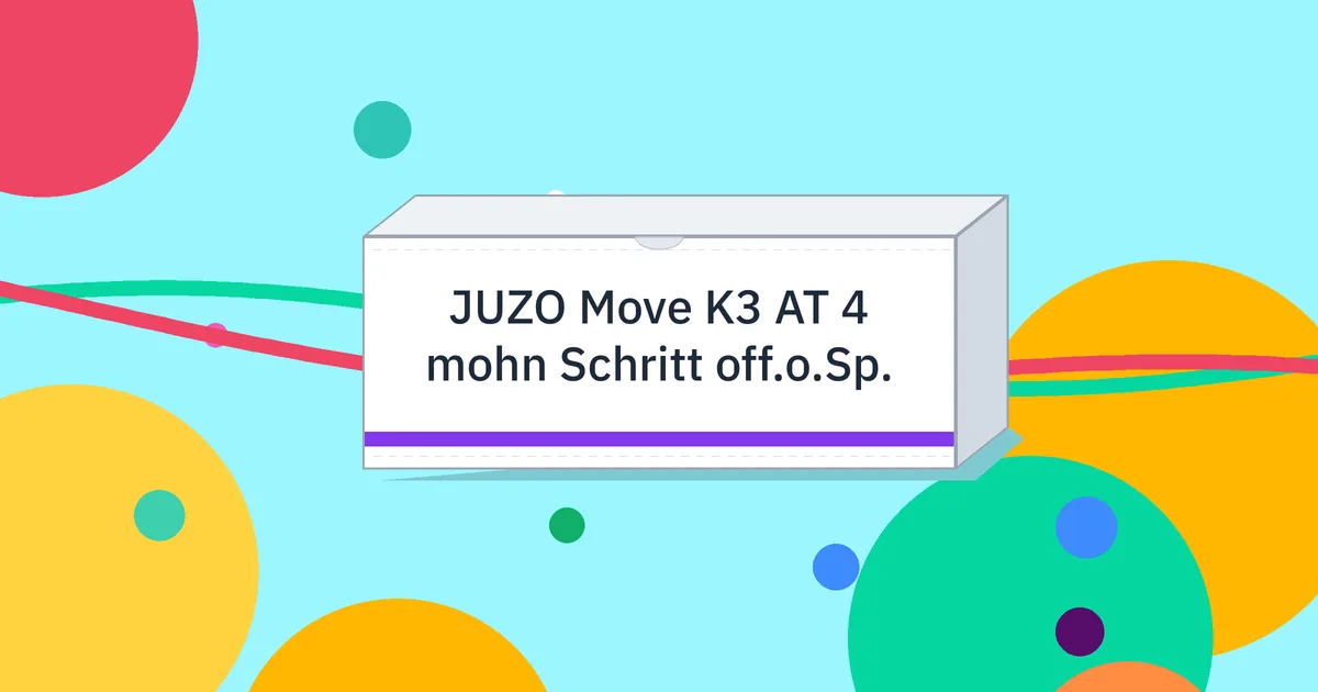 Symbolbild: Packung mit der Aufschrift JUZO Move K3 AT 4 mohn Schritt off.o.Sp. (PZN 20679212) – Verfügbarkeit und Bezug in Apotheken in Frankfurt am Main