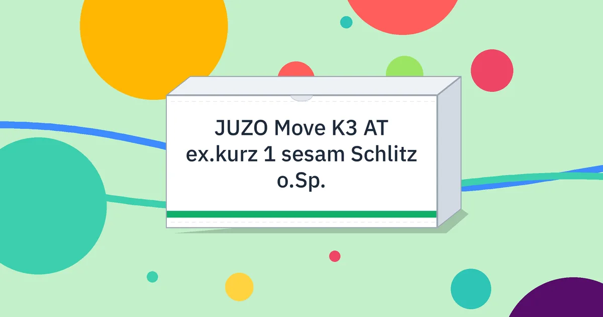 Symbolbild: Packung mit der Aufschrift JUZO Move K3 AT ex.kurz 1 sesam Schlitz o.Sp. (PZN 20682562) – Verfügbarkeit und Bezug in Apotheken in Frankfurt am Main