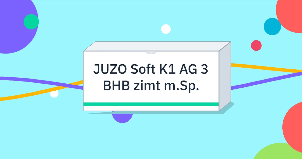 Symbolbild: Packung mit der Aufschrift JUZO Soft K1 AG 3 BHB zimt m.Sp. (PZN 14820741) – Verfügbarkeit und Bezug in Apotheken in Frankfurt am Main