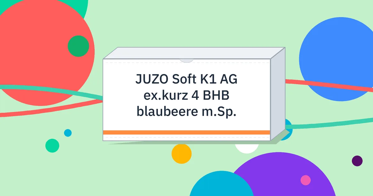 Symbolbild: Packung mit der Aufschrift JUZO Soft K1 AG ex.kurz 4 BHB blaubeere m.Sp. (PZN 14823627) – Verfügbarkeit und Bezug in Apotheken in Frankfurt am Main