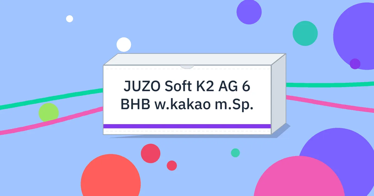 Symbolbild: Packung mit der Aufschrift JUZO Soft K2 AG 6 BHB w.kakao m.Sp. (PZN 14841105) – Verfügbarkeit und Bezug in Apotheken in Frankfurt am Main