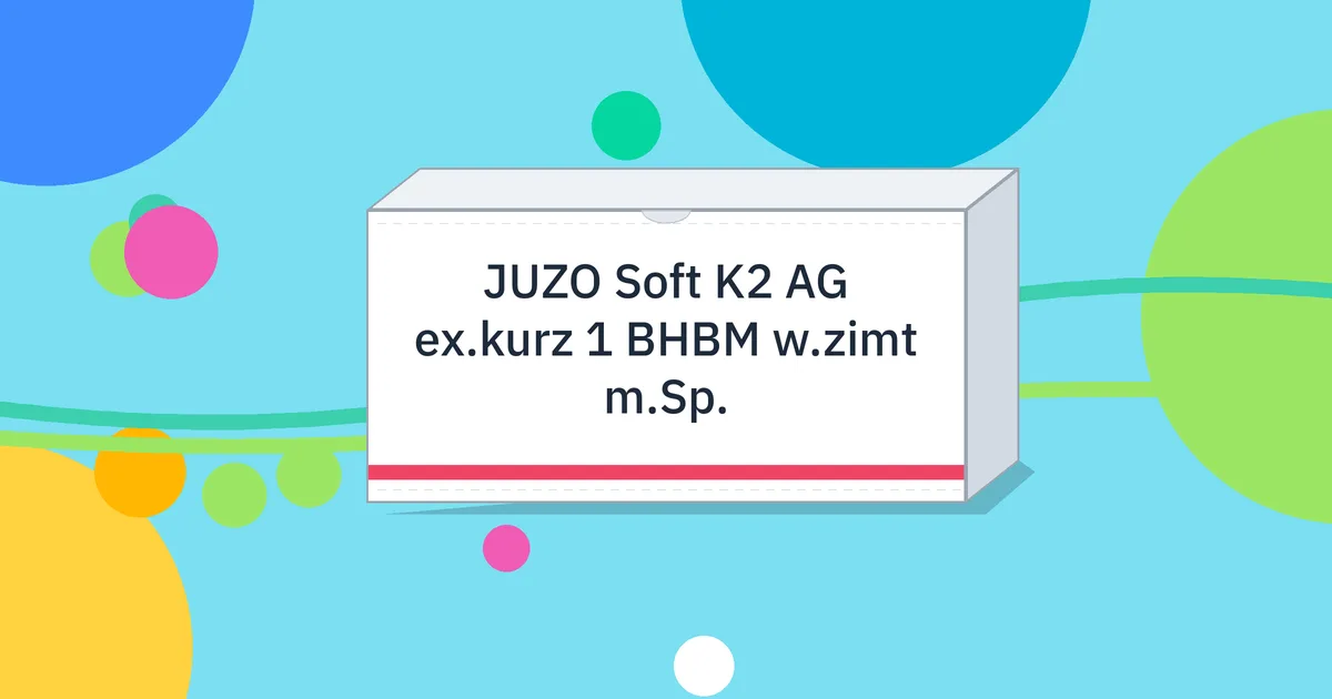 Symbolbild: Packung mit der Aufschrift JUZO Soft K2 AG ex.kurz 1 BHBM w.zimt m.Sp. (PZN 14868021) – Verfügbarkeit und Bezug in Apotheken in Frankfurt am Main