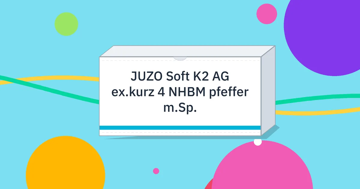 Symbolbild: Packung mit der Aufschrift JUZO Soft K2 AG ex.kurz 4 NHBM pfeffer m.Sp. (PZN 15022444) – Verfügbarkeit und Bezug in Apotheken in Frankfurt am Main