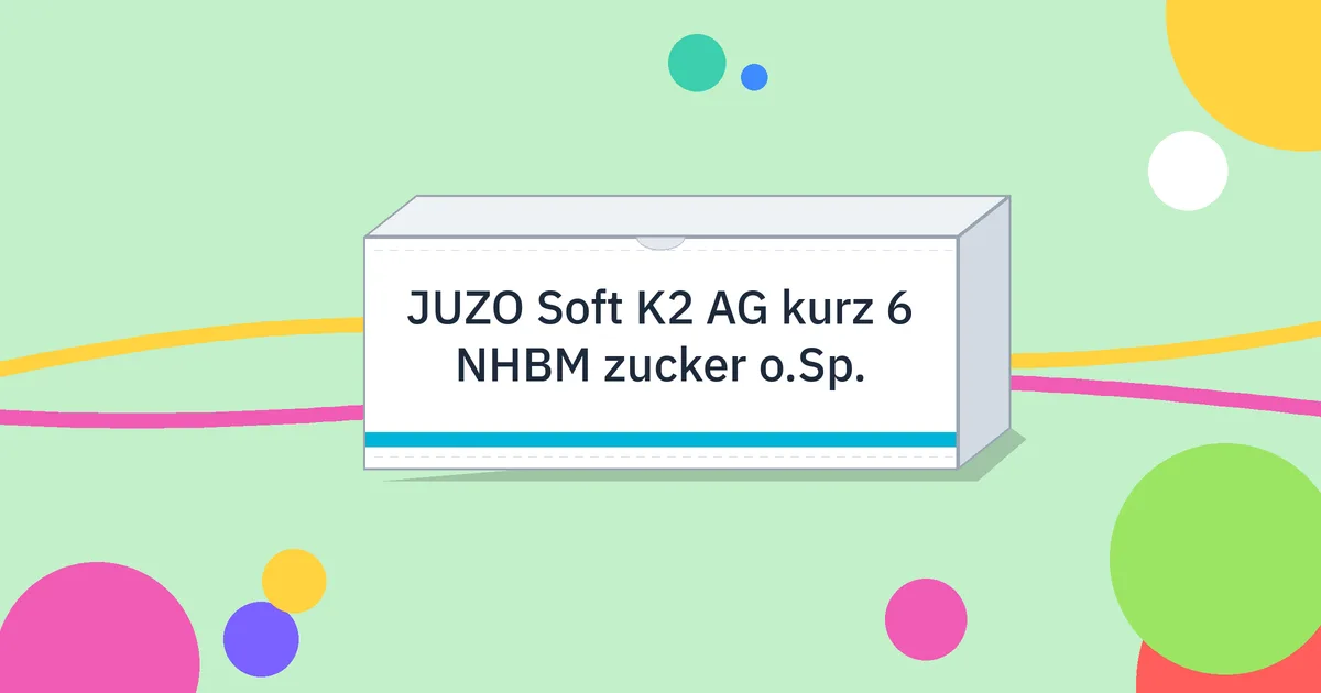 Symbolbild: Packung mit der Aufschrift JUZO Soft K2 AG kurz 6 NHBM zucker o.Sp. (PZN 15001956) – Verfügbarkeit und Bezug in Apotheken in Frankfurt am Main