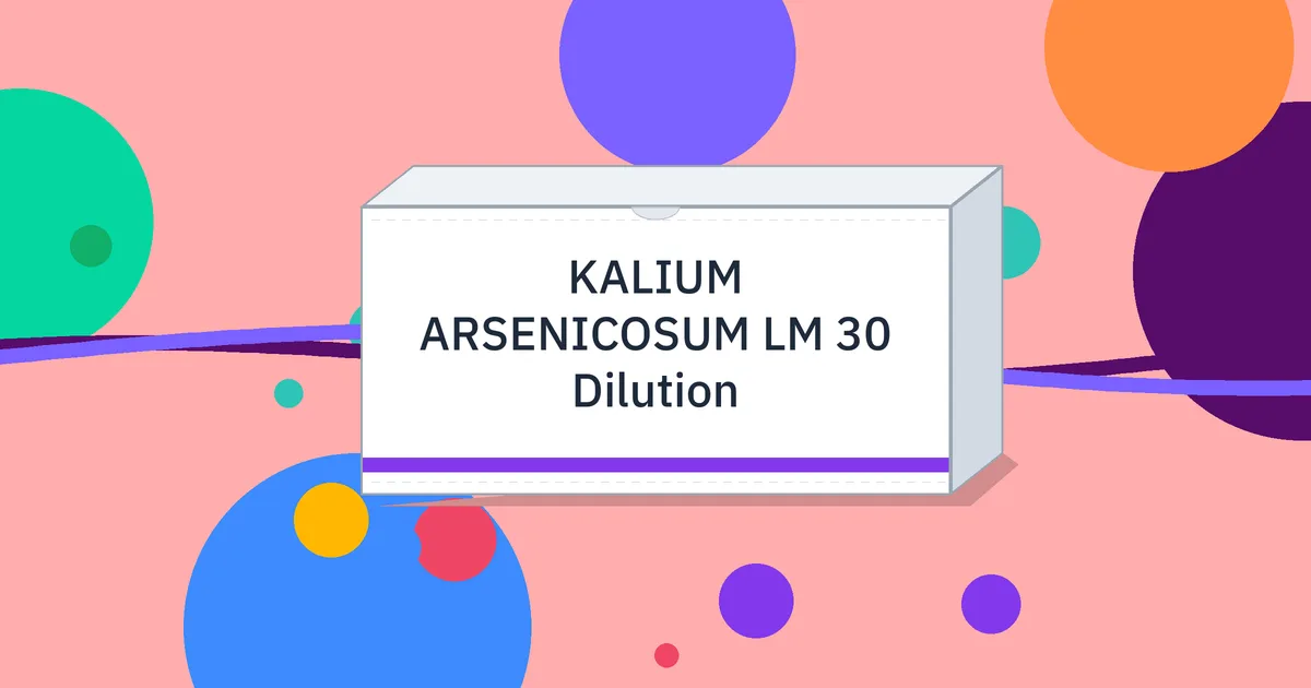 Symbolbild: Packung mit der Aufschrift KALIUM ARSENICOSUM LM 30 Dilution (PZN 12917241) – Verfügbarkeit und Bezug in Apotheken in Frankfurt am Main