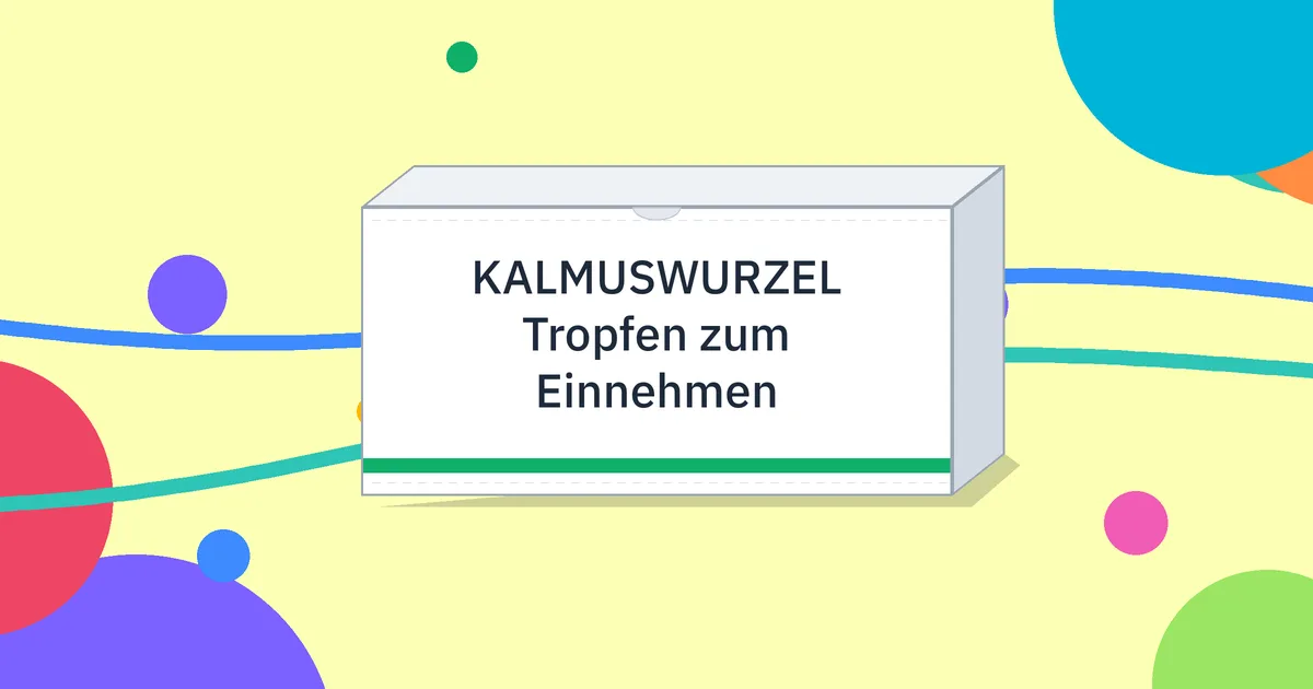Symbolbild: Packung mit der Aufschrift KALMUSWURZEL Tropfen zum Einnehmen (PZN 17427518) – Verfügbarkeit und Bezug in Apotheken in Frankfurt am Main