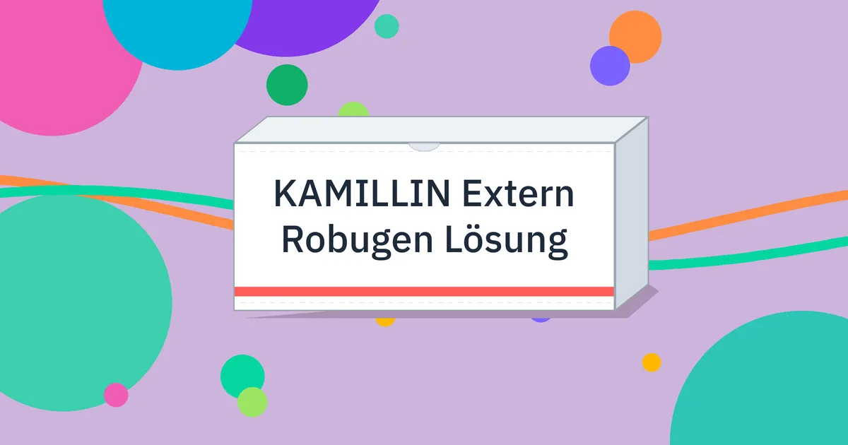 Symbolbild: Packung mit der Aufschrift KAMILLIN Extern Robugen Lösung (PZN 00329303) – Verfügbarkeit und Bezug in Apotheken in Frankfurt am Main