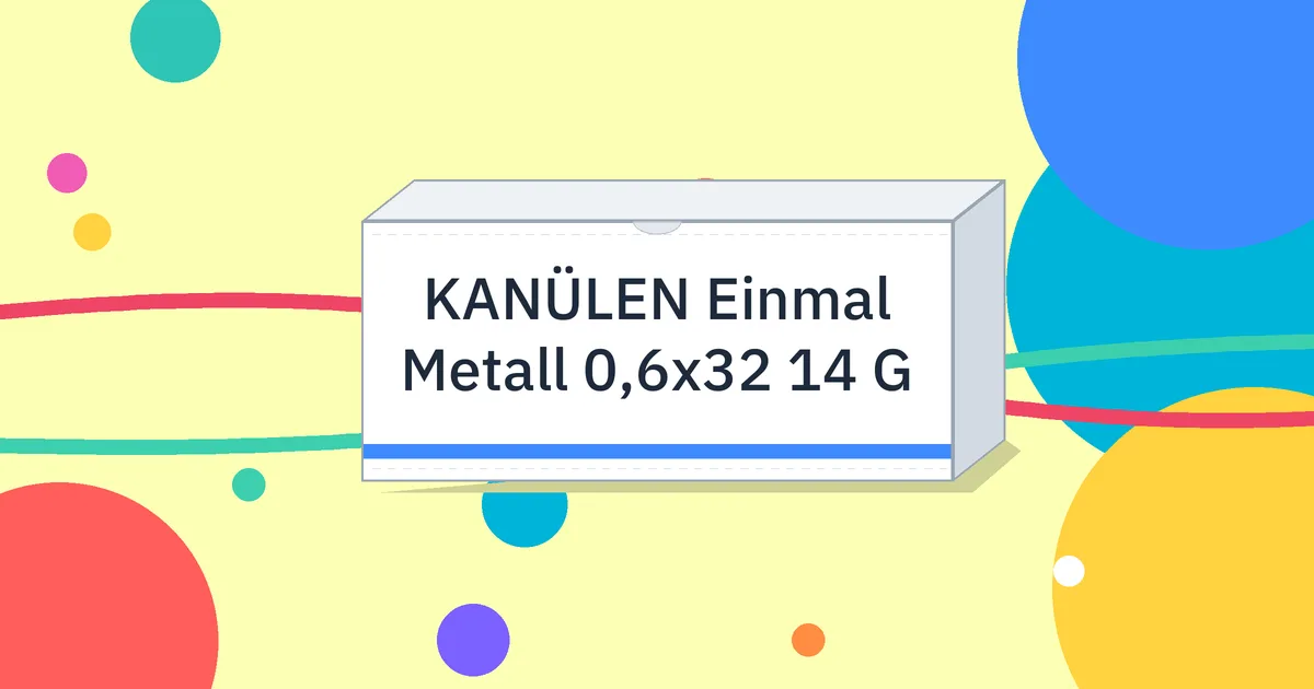 Symbolbild: Packung mit der Aufschrift KANÜLEN Einmal Metall 0,6x32 14 G (PZN 02439941) – Verfügbarkeit und Bezug in Apotheken in Frankfurt am Main
