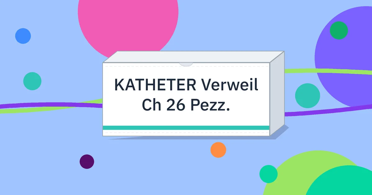 Symbolbild: Packung mit der Aufschrift KATHETER Verweil Ch 26 Pezz. (PZN 01730344) – Verfügbarkeit und Bezug in Apotheken in Frankfurt am Main