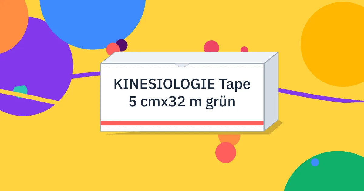 Symbolbild: Packung mit der Aufschrift KINESIOLOGIE Tape 5 cmx32 m grün (PZN 10252493) – Verfügbarkeit und Bezug in Apotheken in Frankfurt am Main
