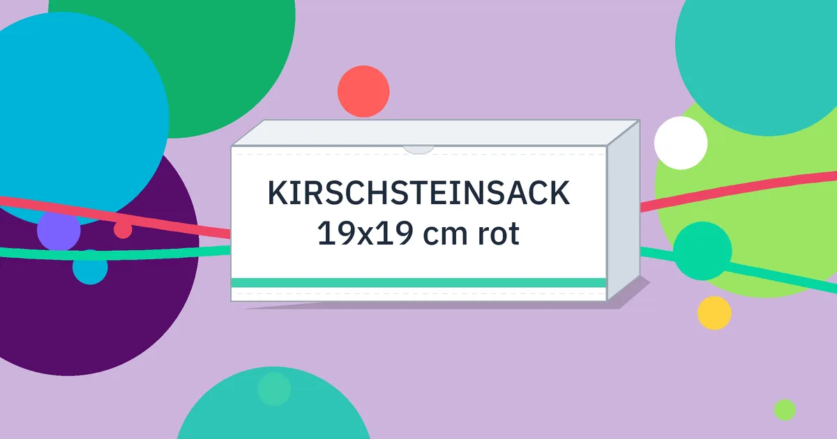 Symbolbild: Packung mit der Aufschrift KIRSCHSTEINSACK 19x19 cm rot (PZN 08610873) – Verfügbarkeit und Bezug in Apotheken in Frankfurt am Main