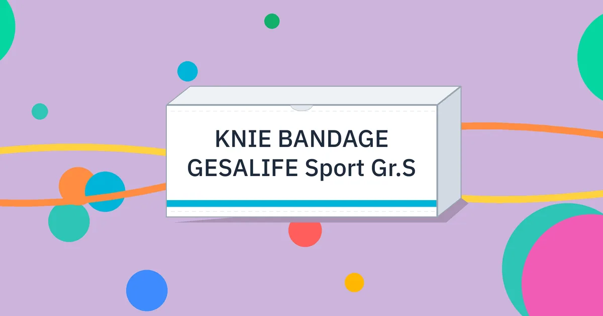 Symbolbild: Packung mit der Aufschrift KNIE BANDAGE GESALIFE Sport Gr.S (PZN 03862110) – Verfügbarkeit und Bezug in Apotheken in Frankfurt am Main