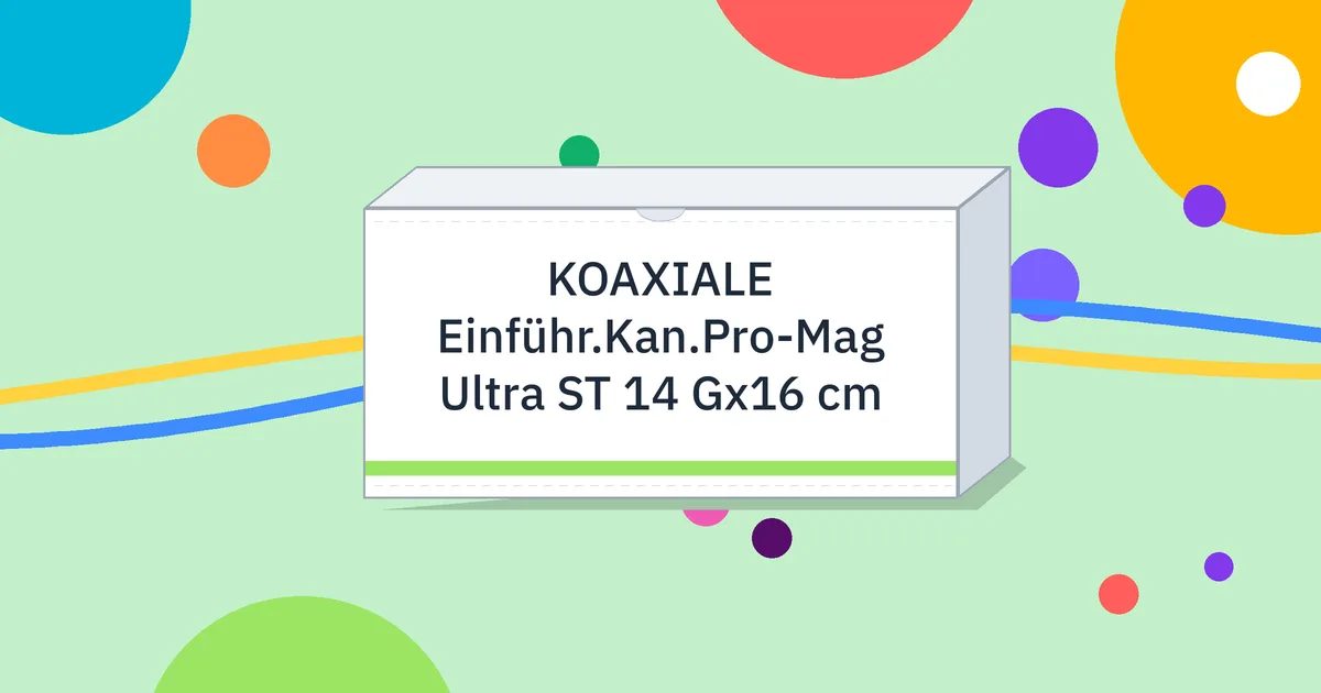 Symbolbild: Packung mit der Aufschrift KOAXIALE Einführ.Kan.Pro-Mag Ultra ST 14 Gx16 cm (PZN 05020208) – Verfügbarkeit und Bezug in Apotheken in Frankfurt am Main